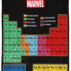 Marvel Periodic Table Blanket - Measures 62 x 90 inches - Fade Resistant Super Soft Fleece Bedding (Official Marvel Product)