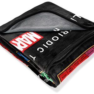 Marvel Periodic Table Blanket - Measures 62 x 90 inches - Fade Resistant Super Soft Fleece Bedding (Official Marvel Product)