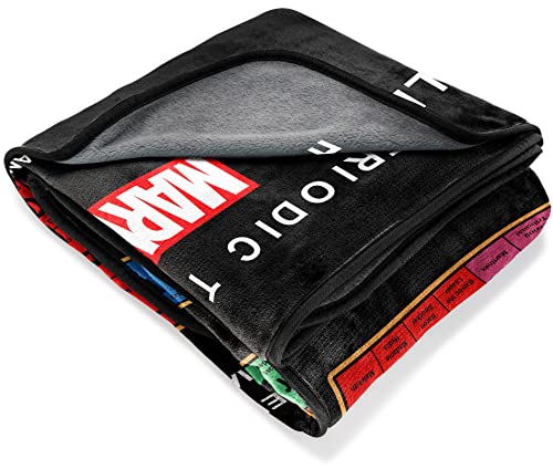 Marvel Periodic Table Blanket - Measures 62 x 90 inches - Fade Resistant Super Soft Fleece Bedding (Official Marvel Product)