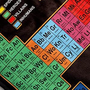 Marvel Periodic Table Blanket - Measures 62 x 90 inches - Fade Resistant Super Soft Fleece Bedding (Official Marvel Product)