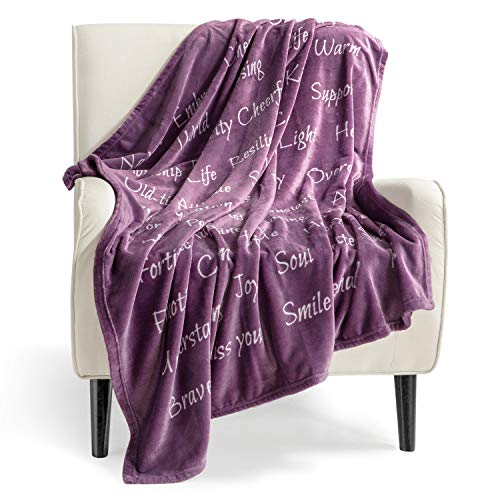 Bedsure Get Well Soon Gifts for Women - After Surgery Blanket, Sympathy Gift for Men Hug Soft Fleece Healing Blanket for Breast Cancer - Purple 50x60 Inch