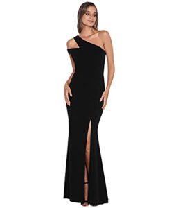 xscape long scuba crepe one shoulder strap black 12