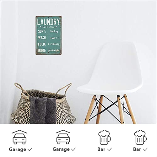 Putuo Decor Funny Laundry Room Decor Metal Tin Sign 12" x 8" (Laundry Schedule)