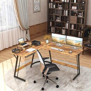 CubiCubi 59 x 47 inch L-Shaped Desk Computer Corner Desk, 59.1" Home Office Writing Study Workstation with Small Table, Space Saving, Easy to Assemble