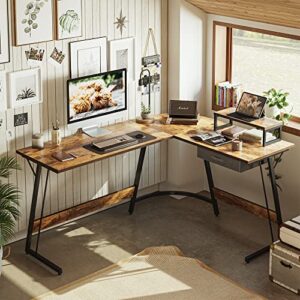 CubiCubi 59 x 47 inch L-Shaped Desk Computer Corner Desk, 59.1" Home Office Writing Study Workstation with Small Table, Space Saving, Easy to Assemble