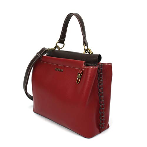 CHALA Charming Satchel with Adjustable Strap - Paw Print - Burgundy