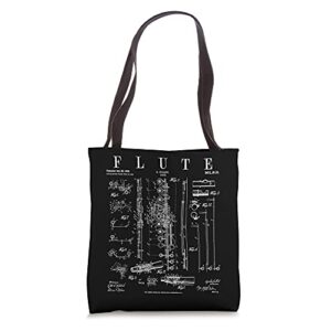 flute vintage patent flutist flautist drawing print tote bag