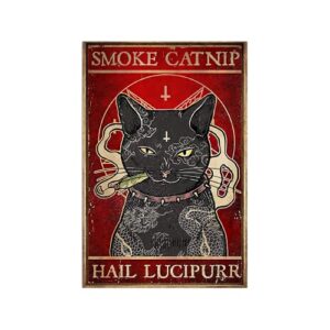 mwbbar vintage tin sign smoke catnip poster home wall art decoration retro metal tin sign 8×12 inch