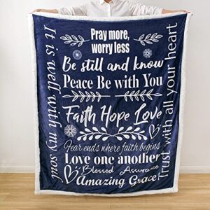 Christian Throw Blanket Religious Gifts - Inspirational Fluffy Blankets with Faith Hope Love Messages for Christian Gifts for Women | Snuggly Soft and Cozy Blanket Christian Decor | 50" X 60"