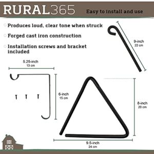 Rural365 Triangle Dinner Bell, 8in - Cast Iron Dinner Bell, Dinner Triangle Bell Forged Metal Triangle for Outside