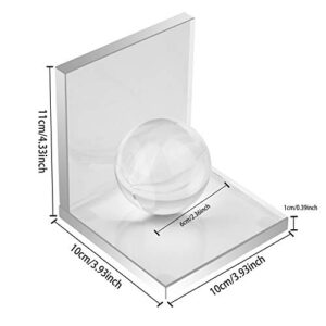 MerryNine Innovative Crystal Clear Bookends with Crystal Ball, 1 Pair L Shape Non Skid Sturdy Crystal Bookends for Heavy Books, Bookshelf, Office, School Library, Decorative Ornaments, A