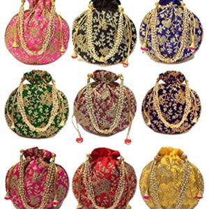 Pack of 20 India Gift Hub Traditional Indian Potli, Women Handbag, Handmade Bag,Gift, Clutch Purse, Wedding