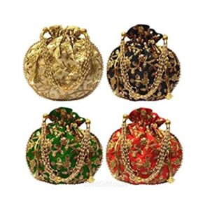 Pack of 20 India Gift Hub Traditional Indian Potli, Women Handbag, Handmade Bag,Gift, Clutch Purse, Wedding