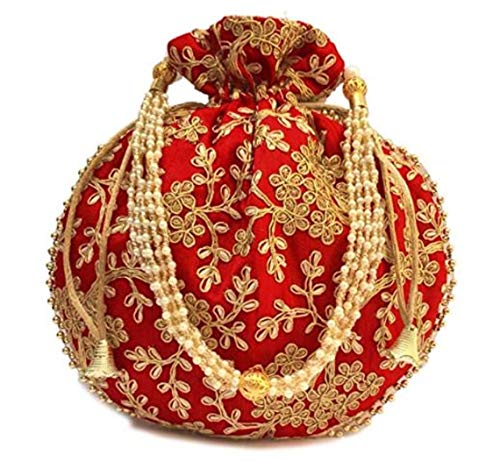 Pack of 20 India Gift Hub Traditional Indian Potli, Women Handbag, Handmade Bag,Gift, Clutch Purse, Wedding