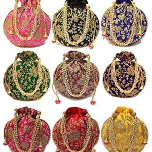 Pack of 20 India Gift Hub Traditional Indian Potli, Women Handbag, Handmade Bag,Gift, Clutch Purse, Wedding