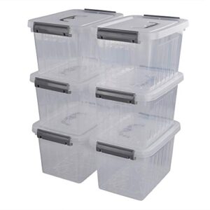 Cand 6 Quart Storage Bin with Lid, Plastic Box for Organizing, 6 Packs