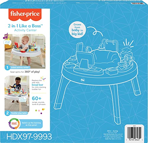 Fisher-Price Baby To Toddler Learning Toy 2-In-1 Like A Boss Activity Center And Play Table With Lights Music And Sounds