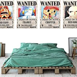 12pcs New Edition OP Pirates Wanted Posters, 16.6×11.7in Luffy 1.5 Billion, Straw Hat Pirates Crew with Pirate Flag Poster, Luffy Chopper Zoro Nami Usopp Sanji Jinbe Franky Brook Robin(High-End Version)