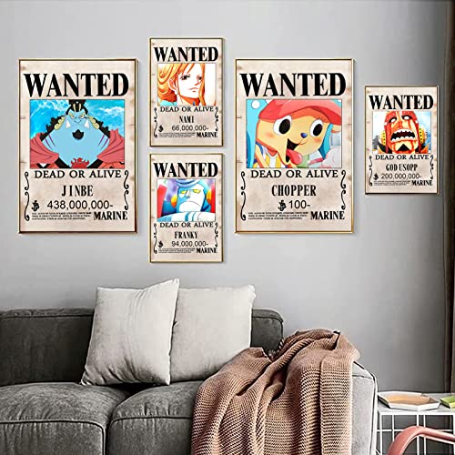 12pcs New Edition OP Pirates Wanted Posters, 16.6×11.7in Luffy 1.5 Billion, Straw Hat Pirates Crew with Pirate Flag Poster, Luffy Chopper Zoro Nami Usopp Sanji Jinbe Franky Brook Robin(High-End Version)