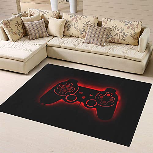 Red Game Controller Area Rug Non-Slip Carpets Floor Mat for Bedroom Living Room Home Decoration 4'x5.2'