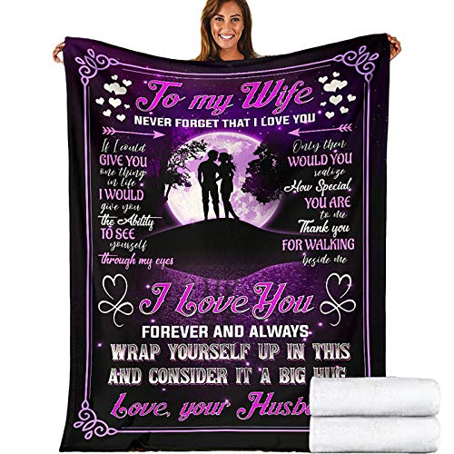 KOXHOX to My Wife Blanket from Husband,Mothers Day Birthday Gifts for Her I Love You Blanket to My Wife Gifts （60 * 80）