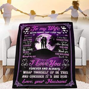 KOXHOX to My Wife Blanket from Husband,Mothers Day Birthday Gifts for Her I Love You Blanket to My Wife Gifts （60 * 80）