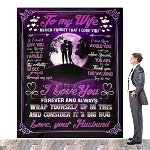 KOXHOX to My Wife Blanket from Husband,Mothers Day Birthday Gifts for Her I Love You Blanket to My Wife Gifts （60 * 80）