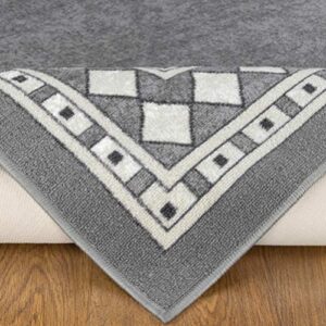 Antep Rugs Alfombras Modern Bordered 5x7 Non-Skid (Non-Slip) Low Profile Pile Rubber Backing Indoor Area Rugs (Gray, 5' x 7')