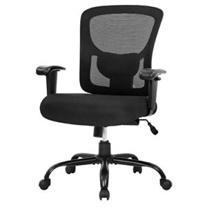 big and tall office chair 400lbs desk chair mesh computer chair with lumbar support wide seat adjust arms rolling swivel high back task executive ergonomic chair for home office (black)