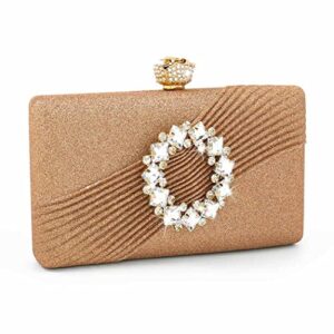 elabest evening clutch bag brilliant crystal handbag with detachable chain shiny rhinestone purse wedding cocktail party bags (champagne)