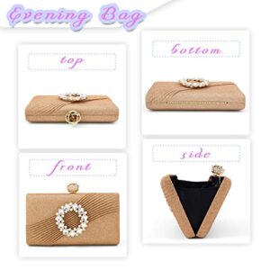 ELABEST Evening Clutch Bag Brilliant Crystal Handbag with Detachable Chain Shiny Rhinestone Purse Wedding Cocktail Party Bags (Champagne)