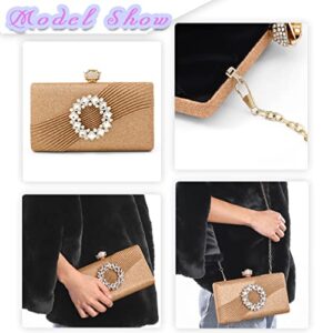 ELABEST Evening Clutch Bag Brilliant Crystal Handbag with Detachable Chain Shiny Rhinestone Purse Wedding Cocktail Party Bags (Champagne)