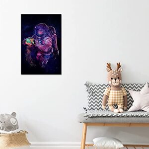 Zensh, Spaceman Poster Outer Universe Starlight Wall Art Prints Cool Planet Decorative Paintings for Boys Room, No Frame 16x24in