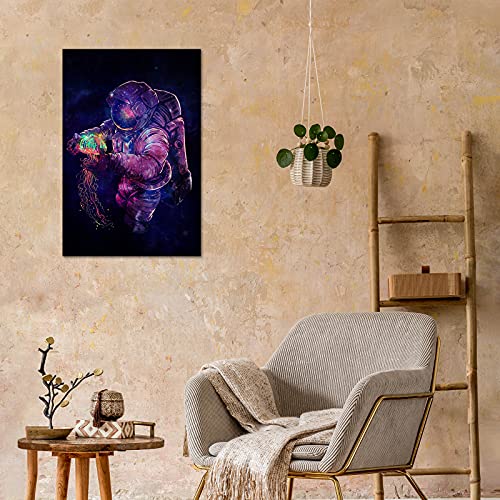 Zensh, Spaceman Poster Outer Universe Starlight Wall Art Prints Cool Planet Decorative Paintings for Boys Room, No Frame 16x24in