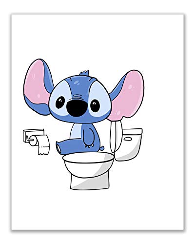 Lilo and Stitch Bathroom Photos - Set of 4 (8 inches x 10 inches) Kids Prints