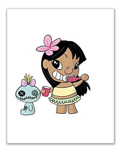 Lilo and Stitch Bathroom Photos - Set of 4 (8 inches x 10 inches) Kids Prints