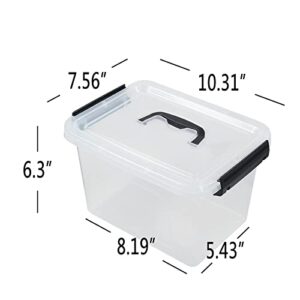 Kiddream 6 Liter Plastic Clear Storage Boxes, Small Storage Bin Totes with Lid Set of 4