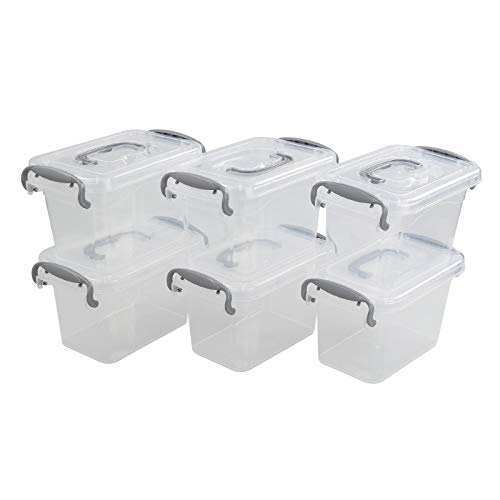 Vababa 1.5 L Mini Clear Plastic Storage Box, 6-Pack