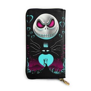 nightmare before christmas rfid blocking money organizers genuine leather wallet business zip wallet for men,women