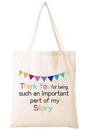 Thank You For Being Such An Important Part of My Story – Shoulder Bag Shopping Bag Tote Bag Gift – Appreciation Gifts for Teachers - Birthday Christmas Back To School Gift For Teacher