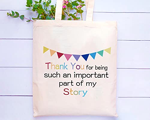 Thank You For Being Such An Important Part of My Story – Shoulder Bag Shopping Bag Tote Bag Gift – Appreciation Gifts for Teachers - Birthday Christmas Back To School Gift For Teacher