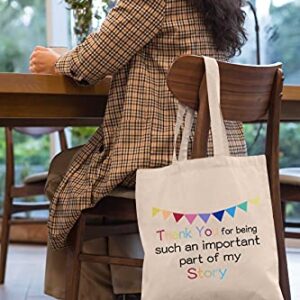 Thank You For Being Such An Important Part of My Story – Shoulder Bag Shopping Bag Tote Bag Gift – Appreciation Gifts for Teachers - Birthday Christmas Back To School Gift For Teacher