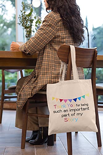 Thank You For Being Such An Important Part of My Story – Shoulder Bag Shopping Bag Tote Bag Gift – Appreciation Gifts for Teachers - Birthday Christmas Back To School Gift For Teacher