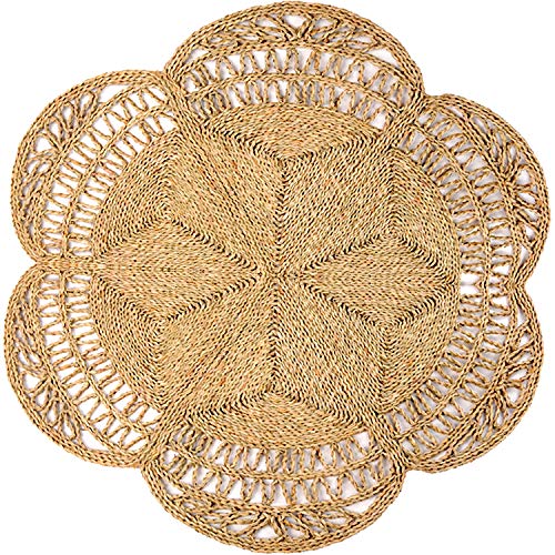 Round Rug 4ft, Seagrass Rug for Area Rugs, Rattan Decor, Boho Carpets and Rugs Living Room and Dining Room Rugs for Under Table, Farmhouse Area Rug, Jute Rug Round, Circle Rug for Wall Decor 4ft