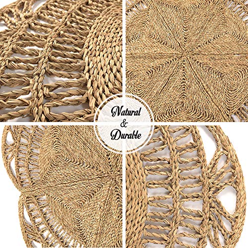 Round Rug 4ft, Seagrass Rug for Area Rugs, Rattan Decor, Boho Carpets and Rugs Living Room and Dining Room Rugs for Under Table, Farmhouse Area Rug, Jute Rug Round, Circle Rug for Wall Decor 4ft