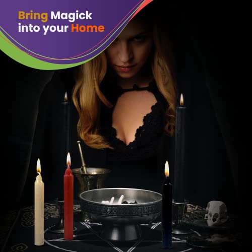 Spell Candles 48 Pack 4" Tall x 1/2" Dia, Hidden Wicks, 12 Colors 4 Mini Candles Black, White, Green, Red, Yellow, Orange, Blue. Brown, Pink, Purple, Grey, Non-Metallic Gold, Free Candle Spell Book