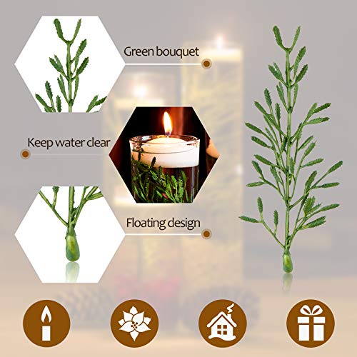 30 Pieces Faux Flowers for Floating Candles Centerpiece 6 Inch Mini Flower Filler Vase Fillers Filling in Floating Candles for Wedding Dinning Table Party Home Bar Restaurant Decoration (Green)