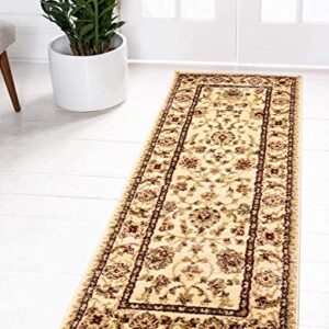 Unique Loom Voyage Collection Traditional Oriental Classic Area Rug (2' 7 x 12' 0 Runner, Ivory/Gold)