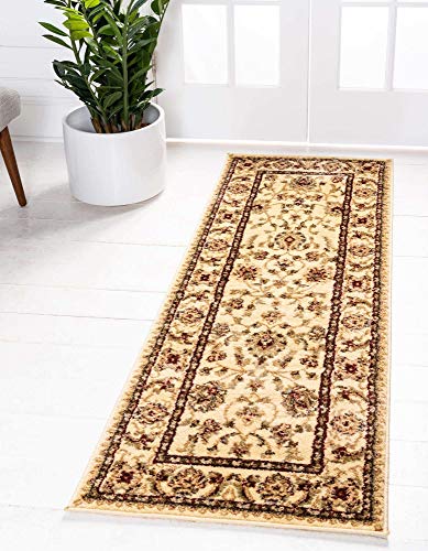 Unique Loom Voyage Collection Traditional Oriental Classic Area Rug (2' 7 x 12' 0 Runner, Ivory/Gold)