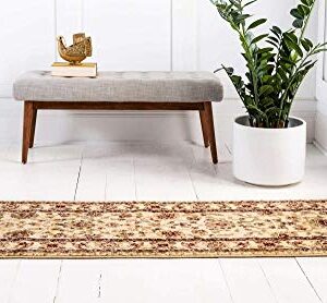 Unique Loom Voyage Collection Traditional Oriental Classic Area Rug (2' 7 x 12' 0 Runner, Ivory/Gold)